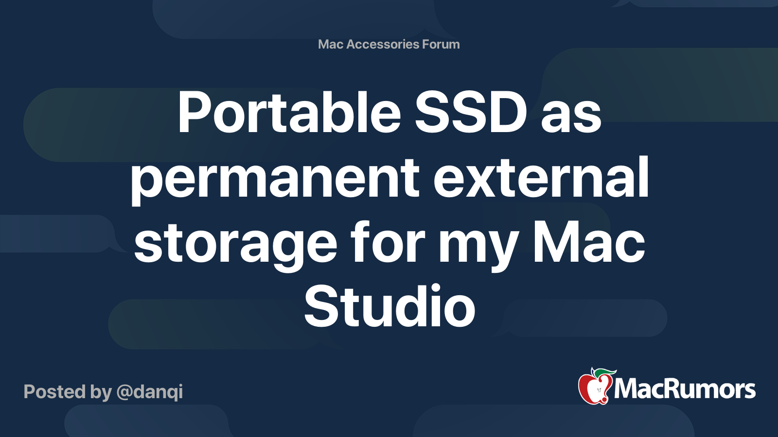Portable SSD as permanent external storage for my Mac Studio ...