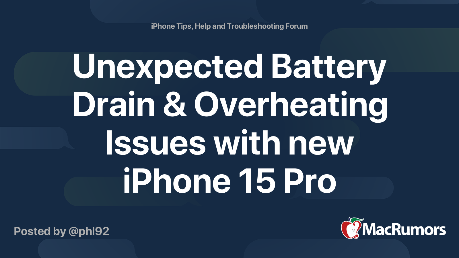 Unexpected Battery Drain & Overheating Issues with new iPhone 15 Pro purchased in the US ...