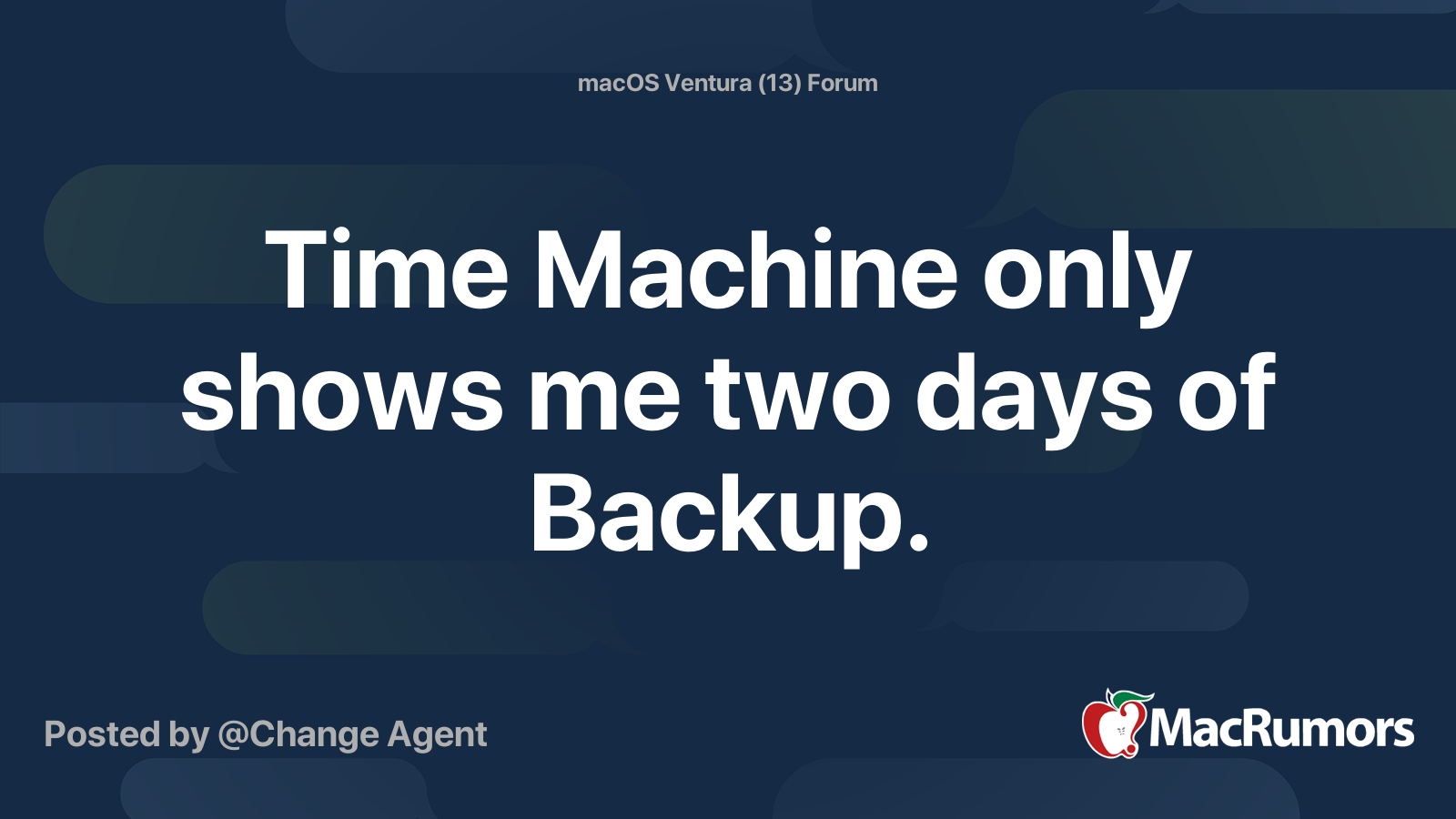 Time Machine only shows me two days of Backup. | MacRumors Forums