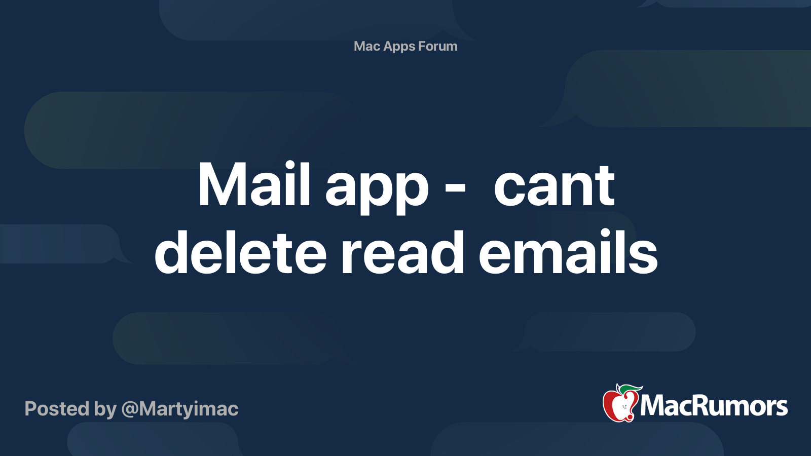 Mail app - cant delete read emails | MacRumors Forums