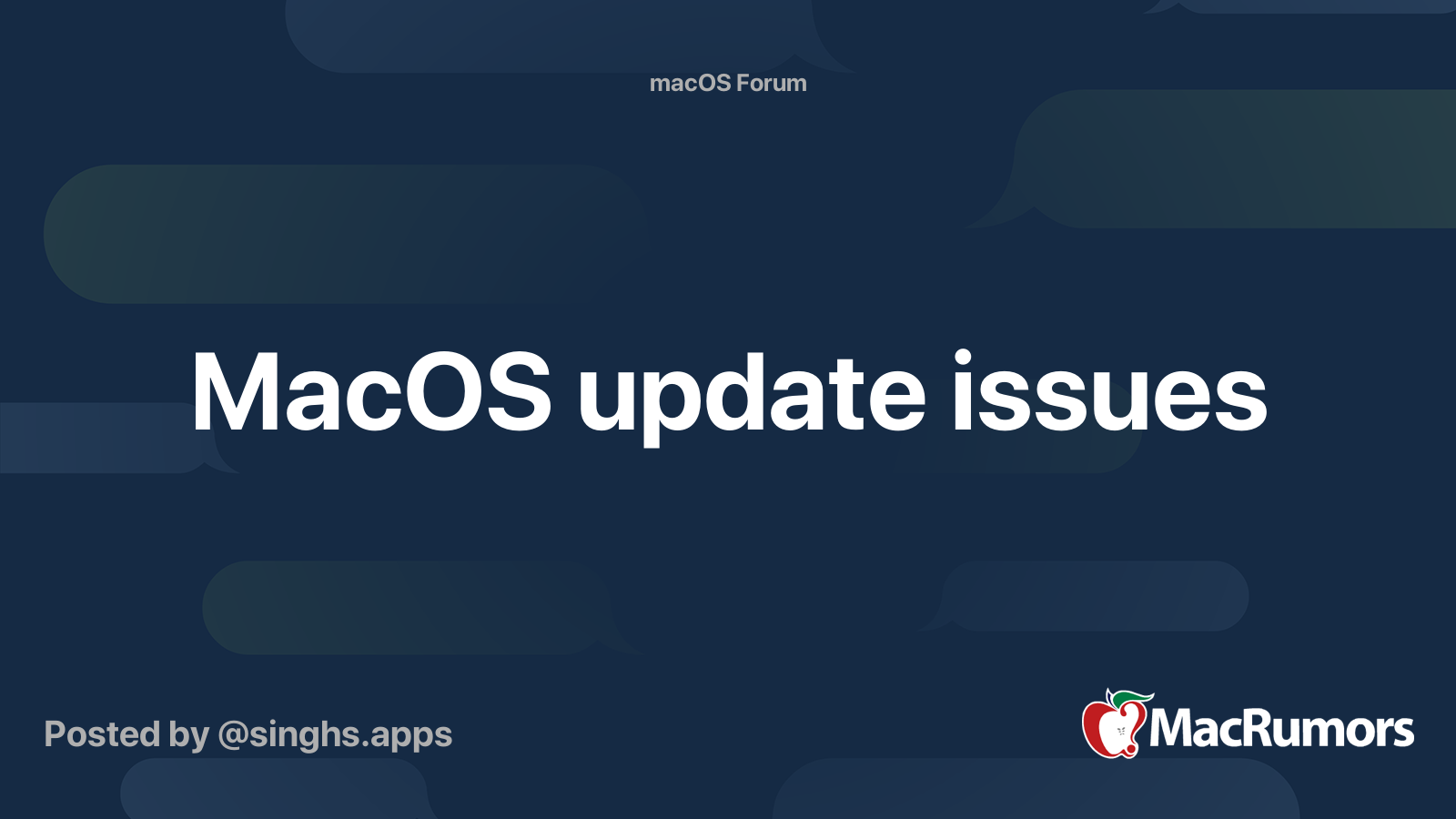 MacOS update issues | MacRumors Forums
