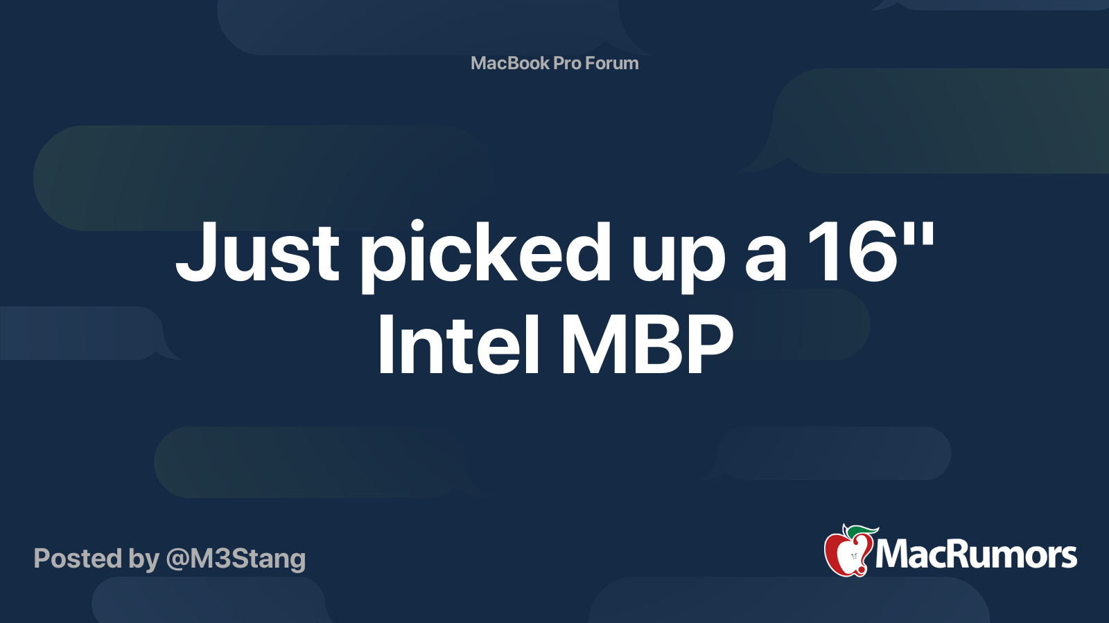 Just picked up a 16" Intel MBP | MacRumors Forums