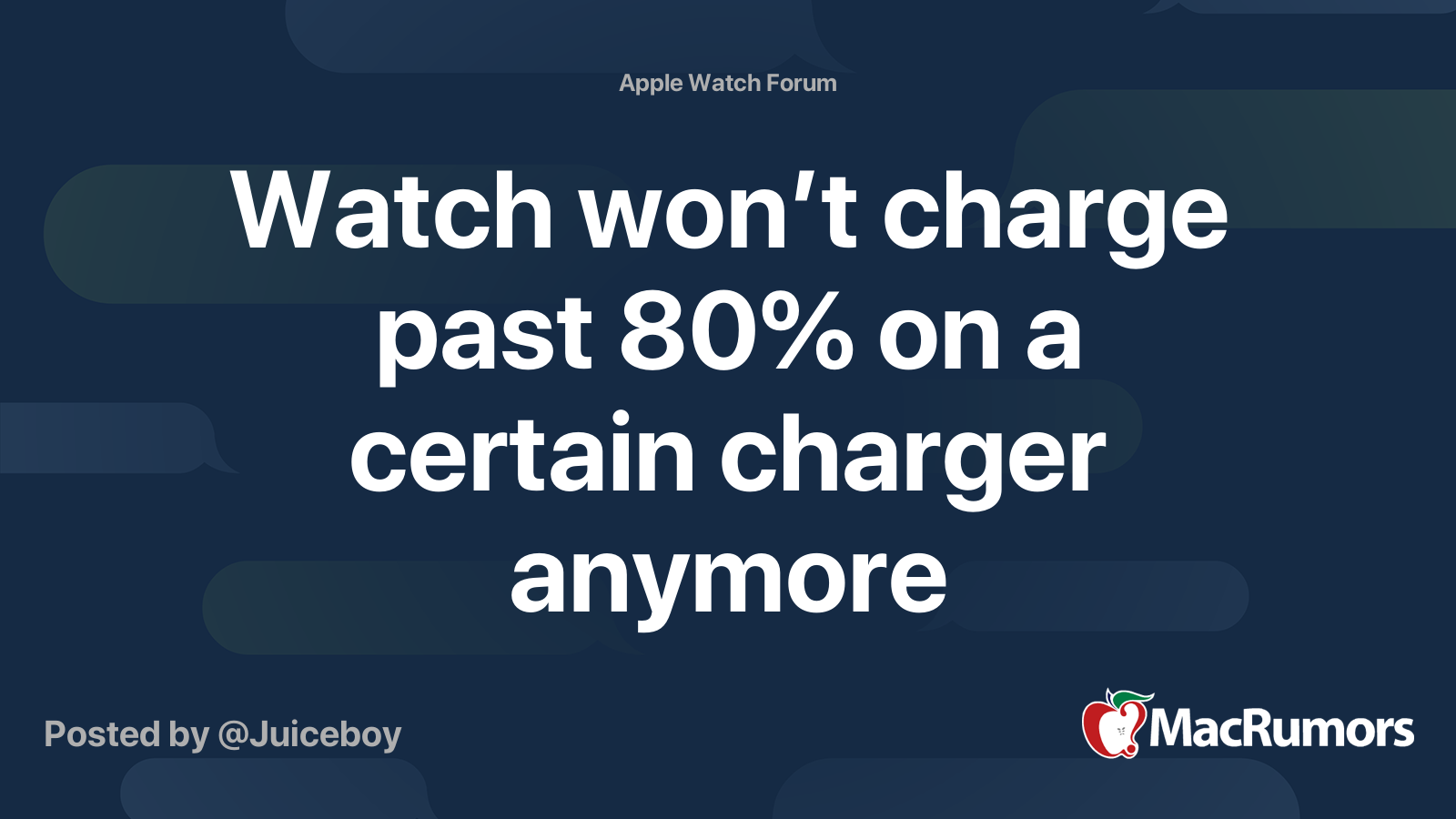 Watch won’t charge past 80% on a certain charger anymore | MacRumors Forums