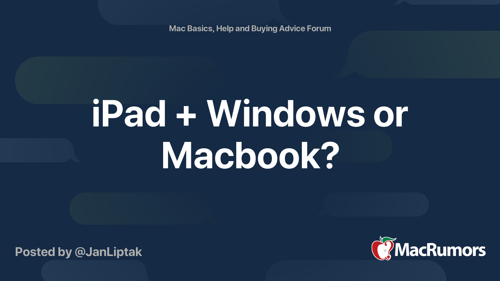 iPad + Windows or Macbook? | MacRumors Forums