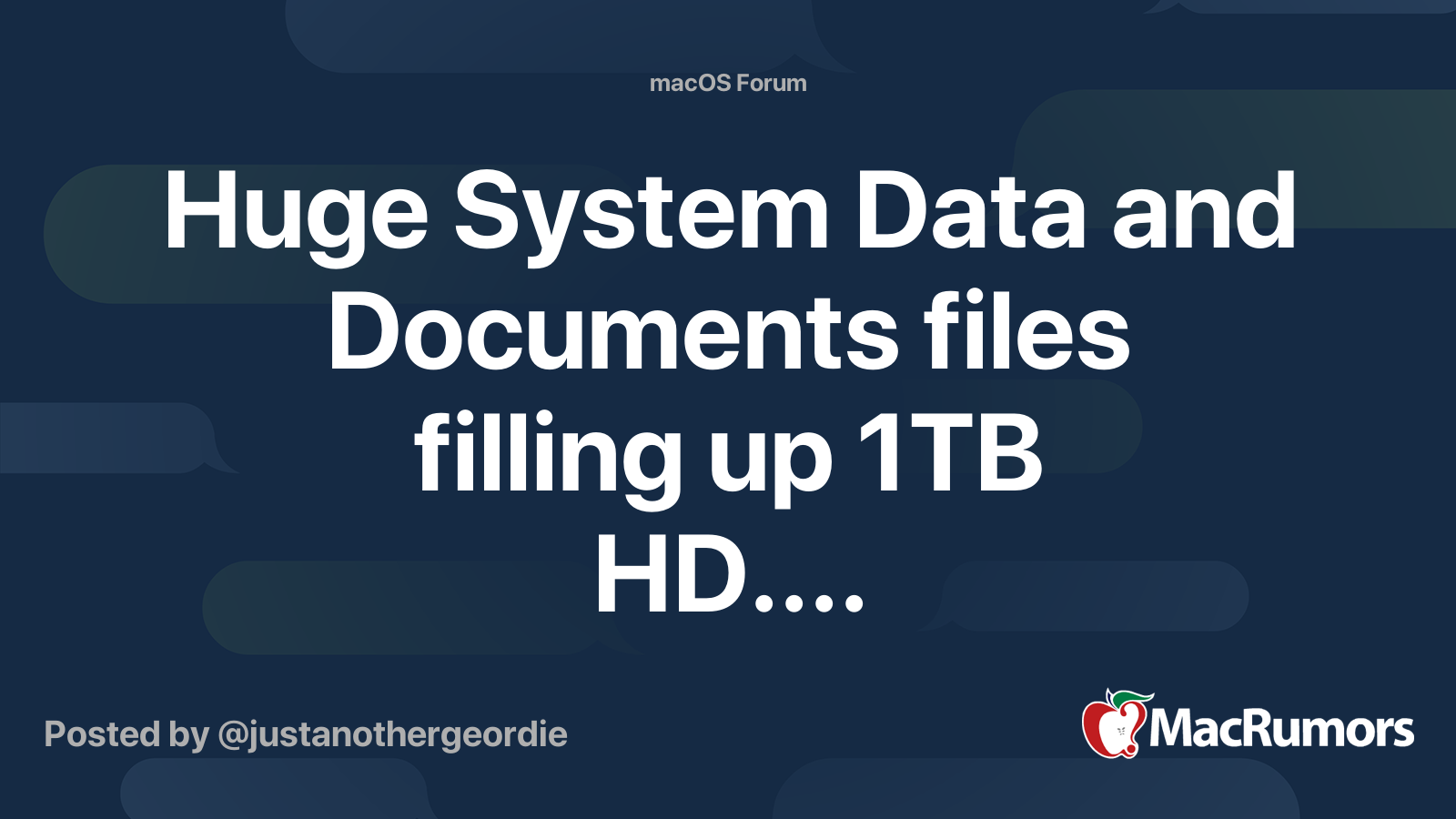 Huge System Data and Documents files filling up 1TB HD.... | MacRumors Forums