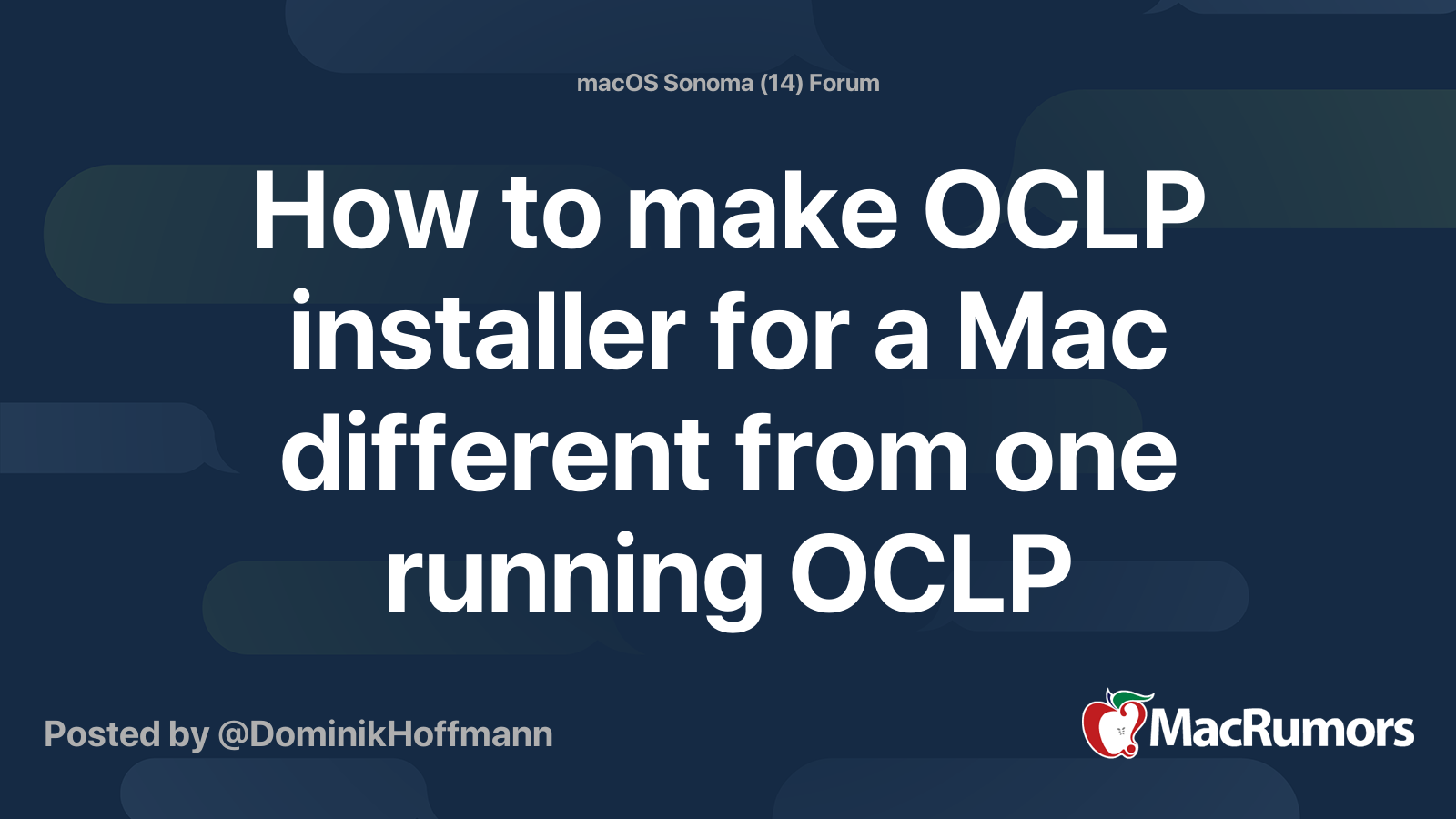 How to make OCLP installer for a Mac different from one running OCLP | MacRumors Forums