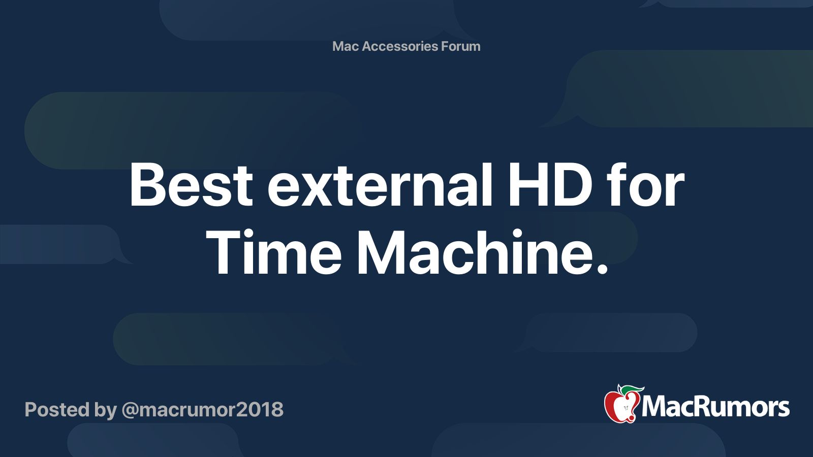 Best external HD for Time Machine. | MacRumors Forums