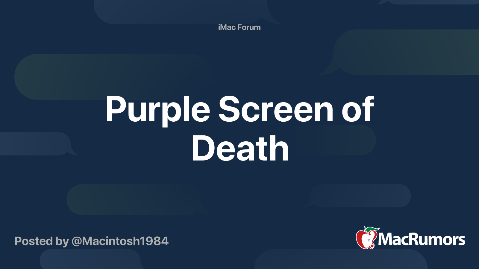Purple Screen of Death | MacRumors Forums