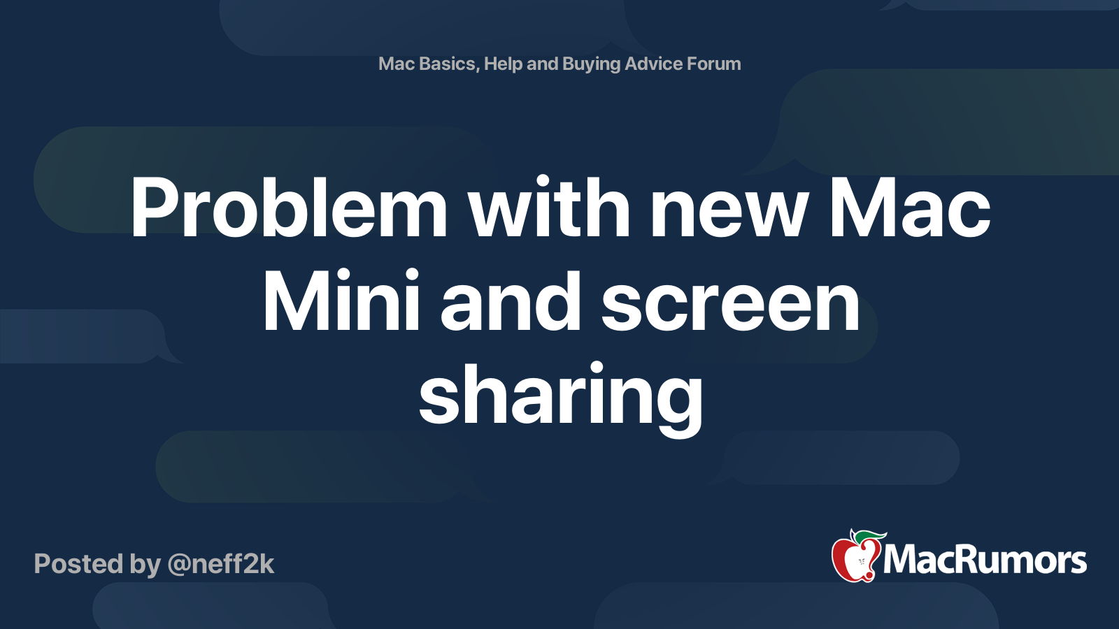 Problem with new Mac Mini and screen sharing | MacRumors Forums