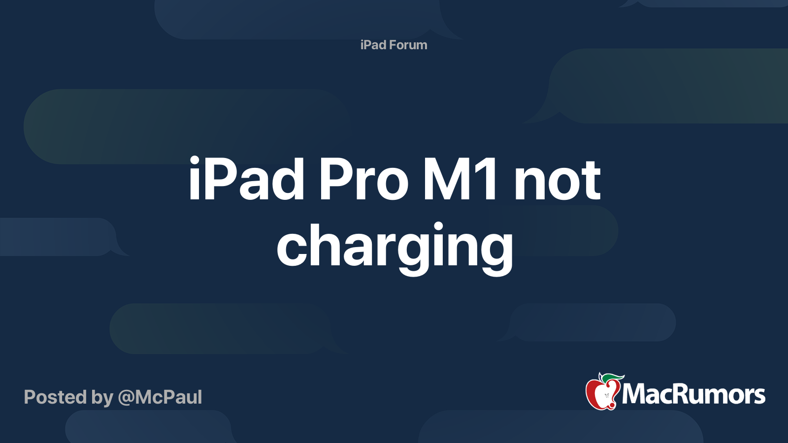 iPad Pro M1 not charging | MacRumors Forums