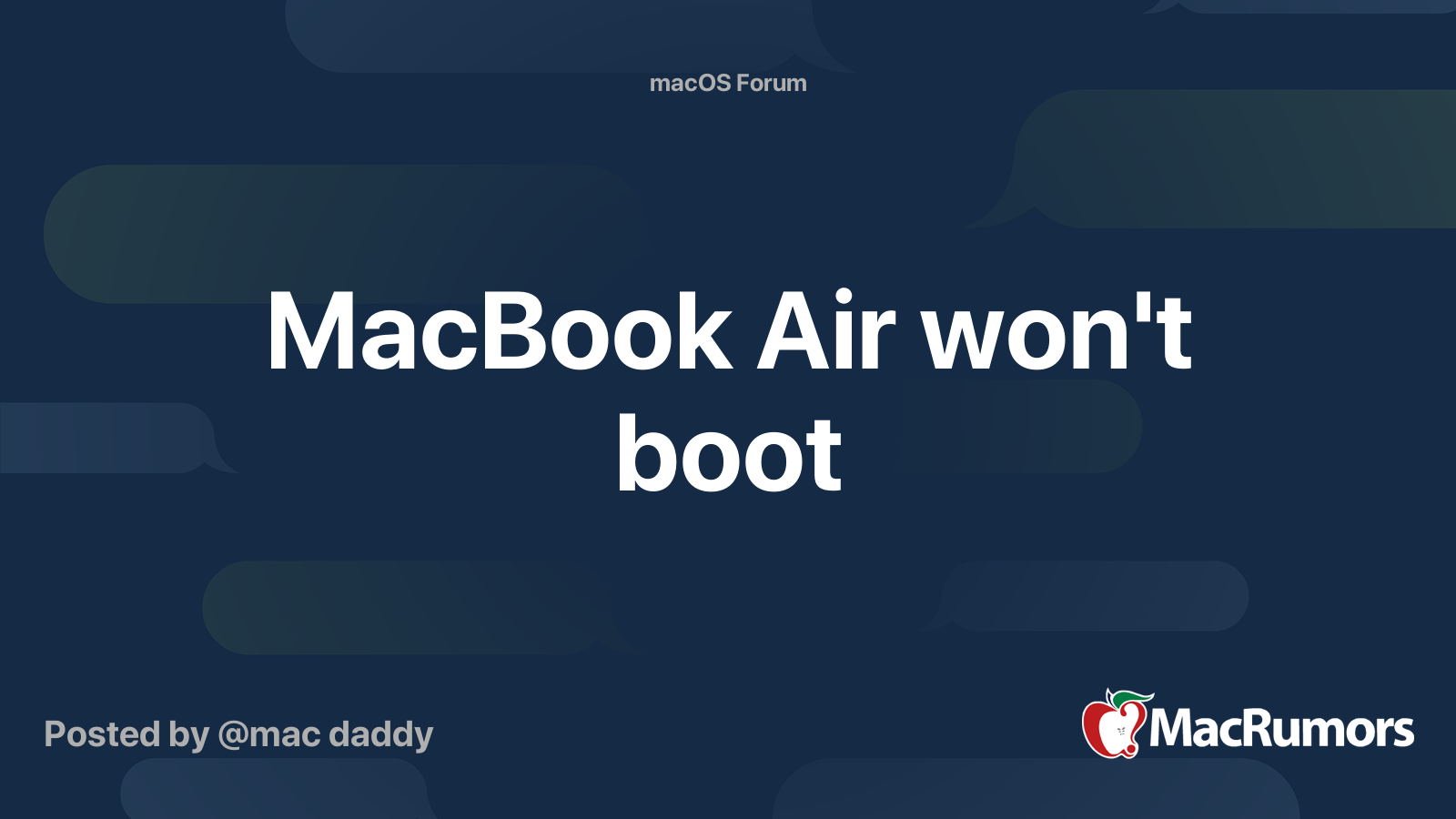 MacBook Air won't boot | MacRumors Forums