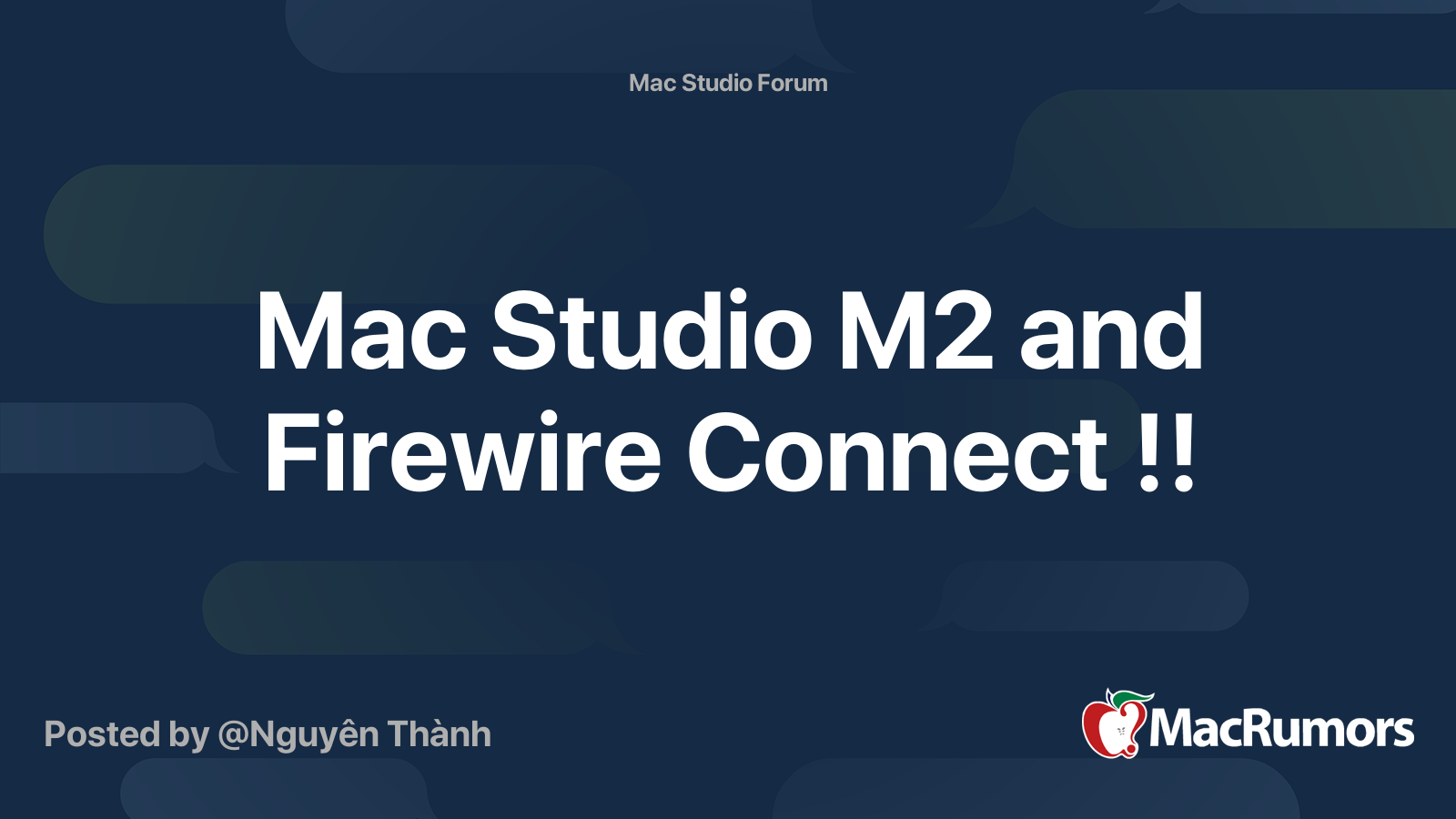 Mac Studio M2 and Firewire Connect !! | MacRumors Forums