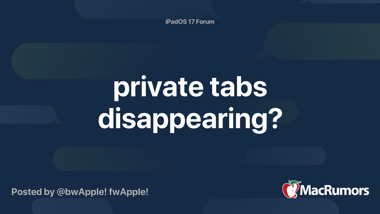 private tabs disappearing? | MacRumors Forums