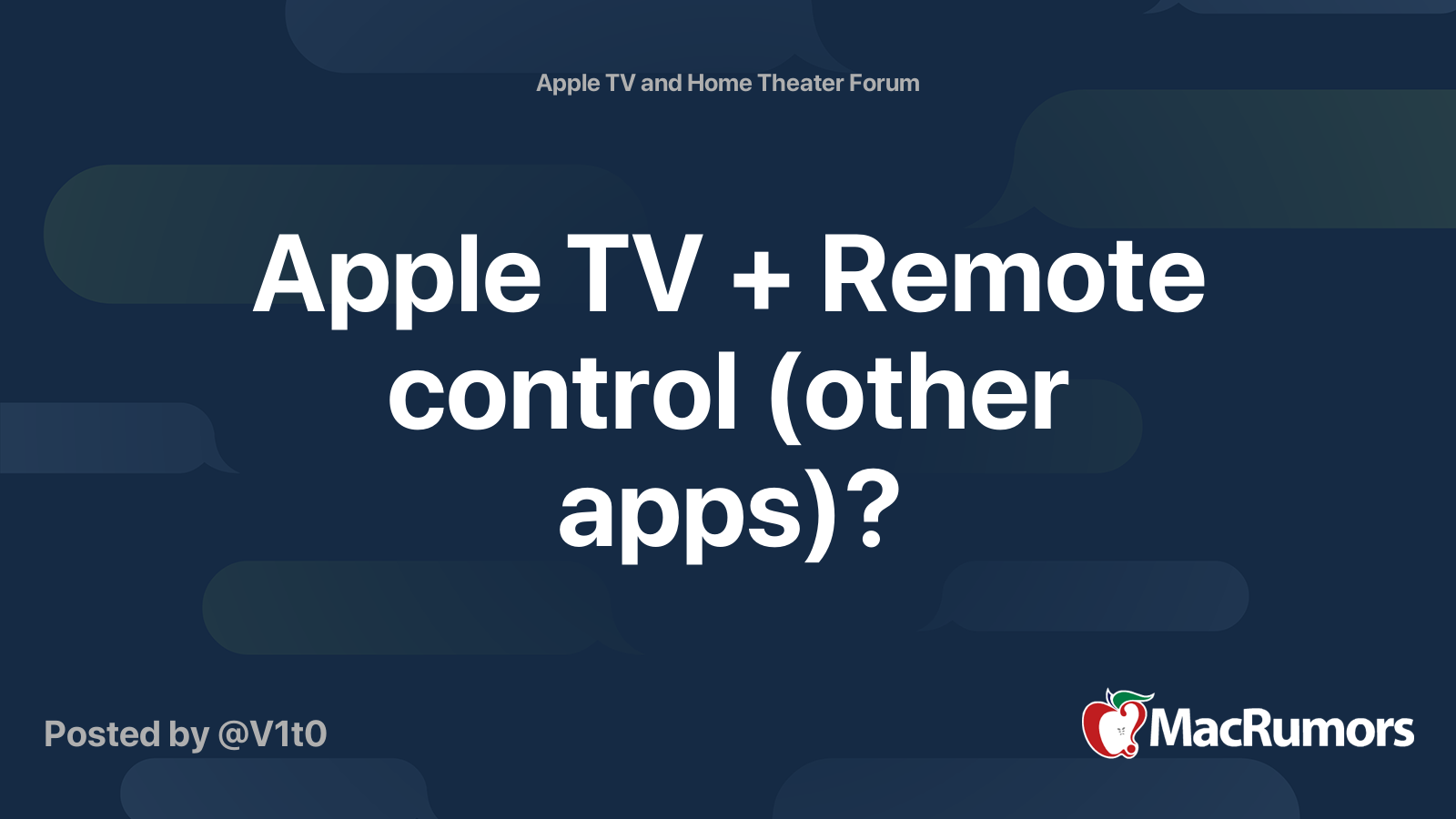 Apple TV + Remote control (other apps)? | MacRumors Forums
