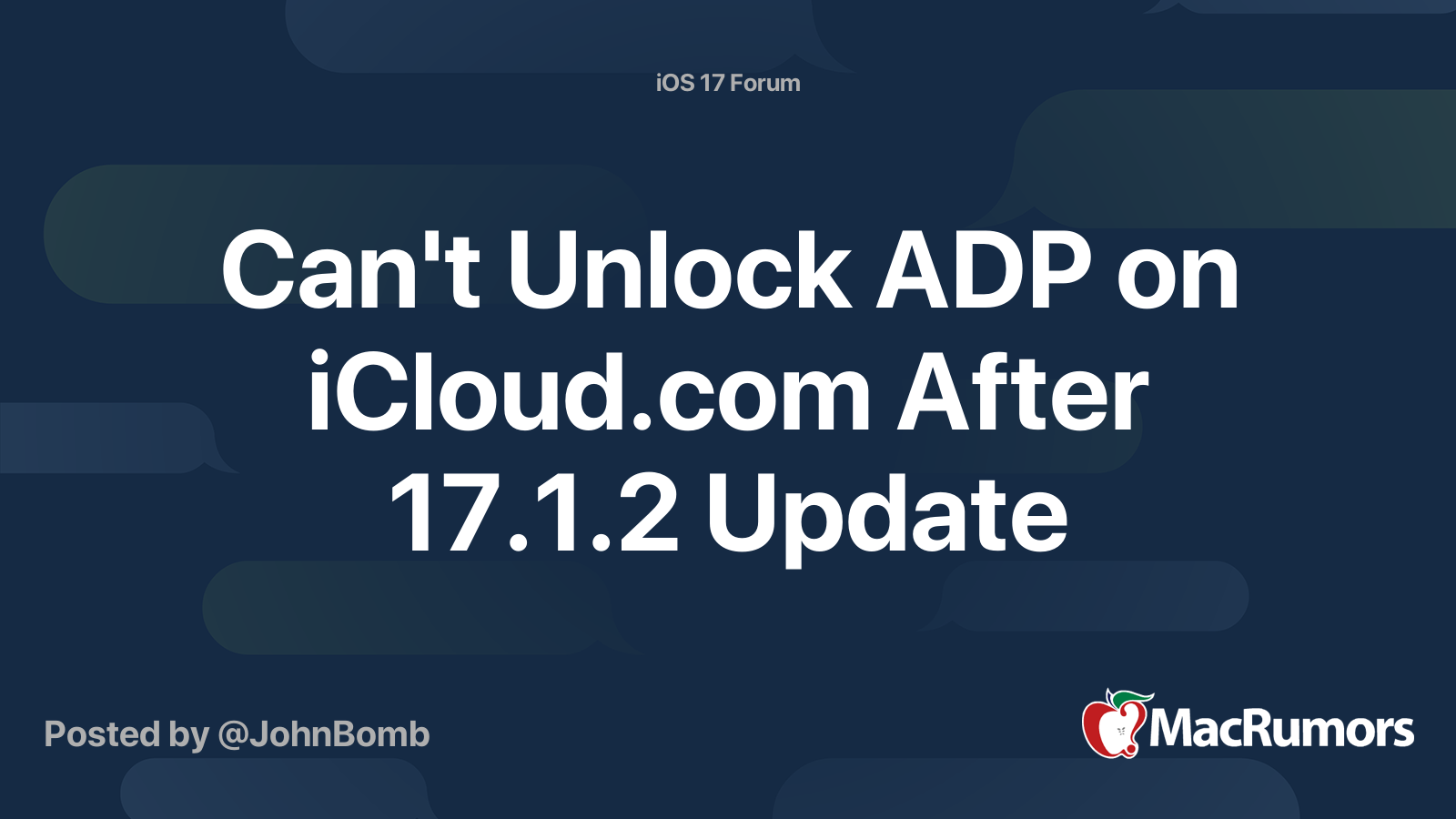 Can't Unlock ADP on iCloud.com After 17.1.2 Update | MacRumors Forums