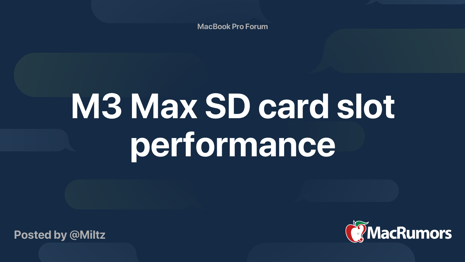 M3 Max SD card slot performance | MacRumors Forums