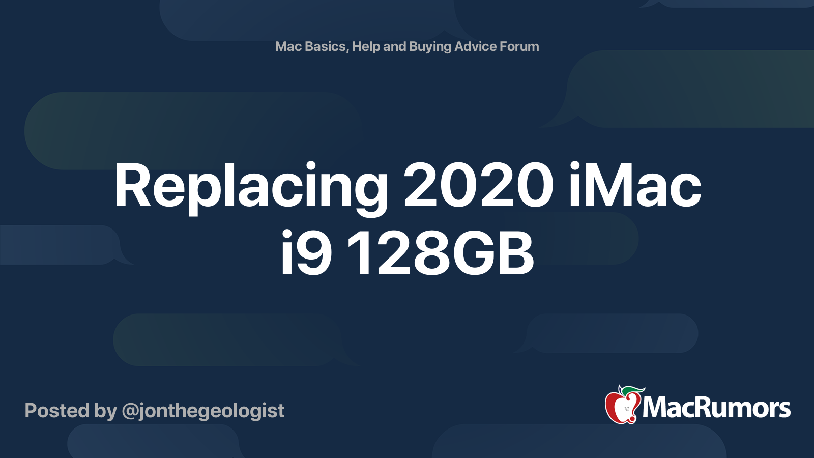 Replacing 2020 iMac i9 128GB | MacRumors Forums