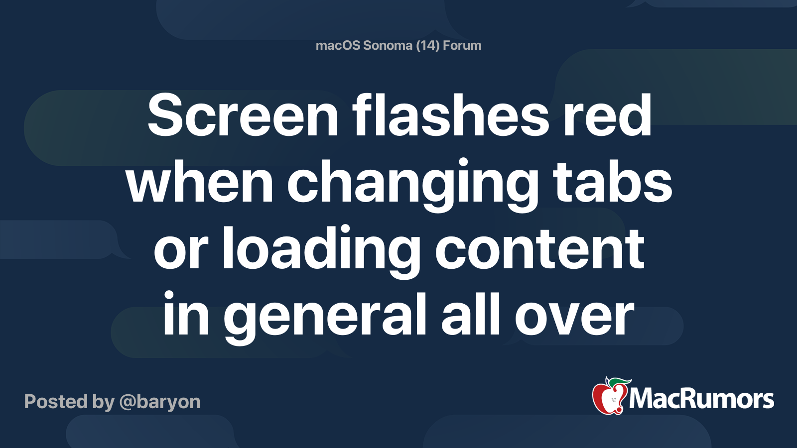 Screen flashes red when changing tabs or loading content in general all over the OS | MacRumors ...