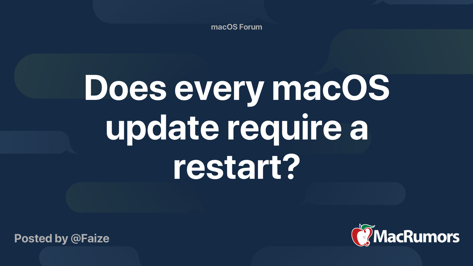 Does every macOS update require a restart? | MacRumors Forums