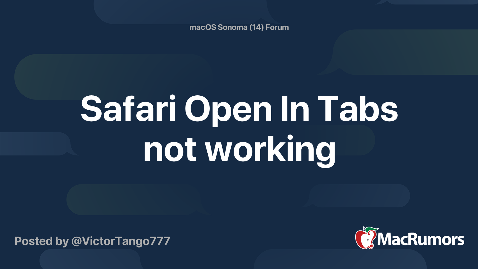 Safari Open In Tabs not working | MacRumors Forums