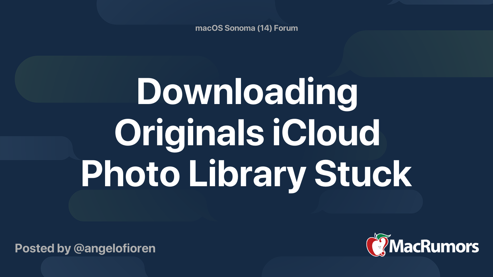 Downloading Originals iCloud Photo Library Stuck | MacRumors Forums