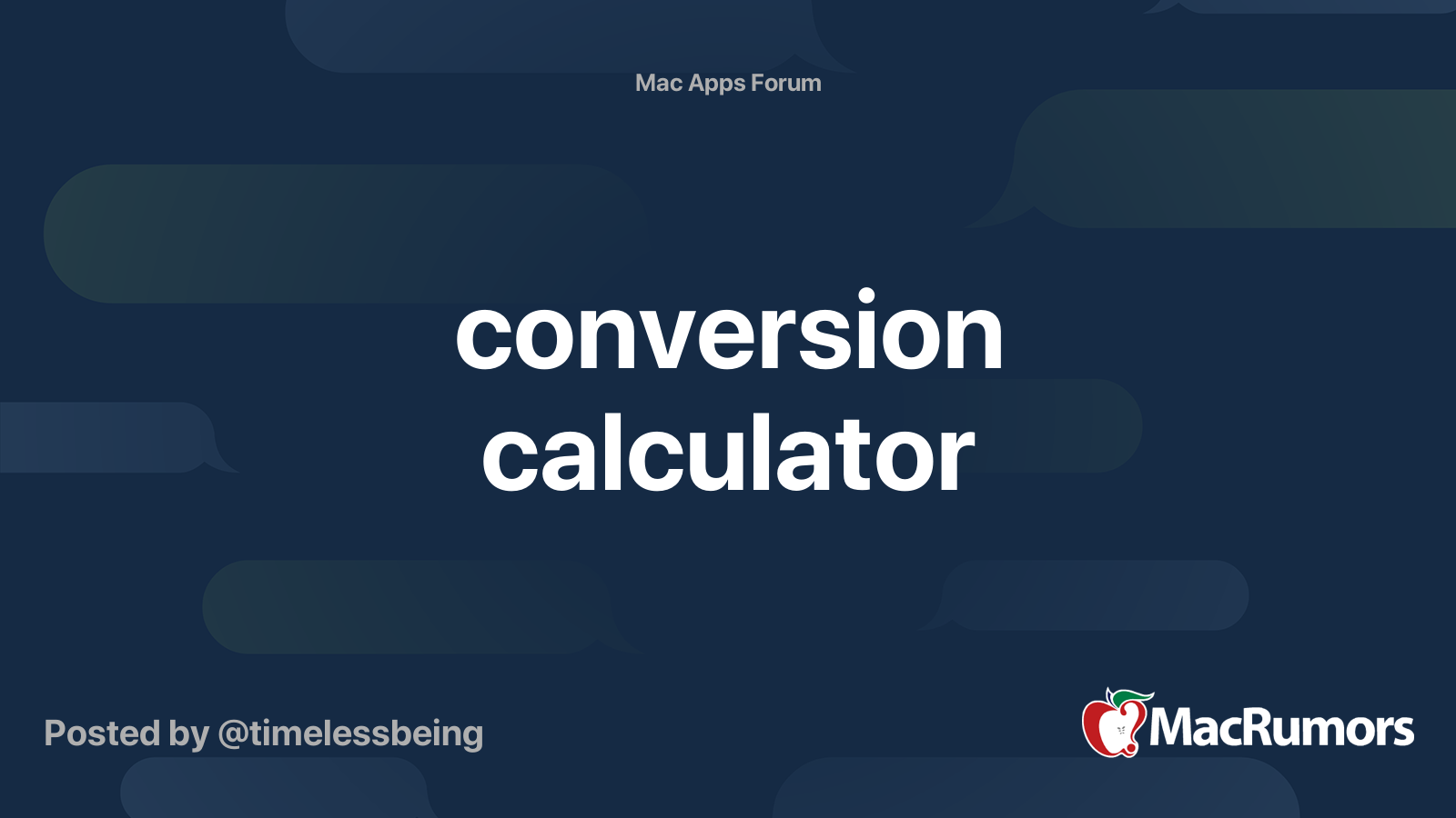conversion calculator | MacRumors Forums