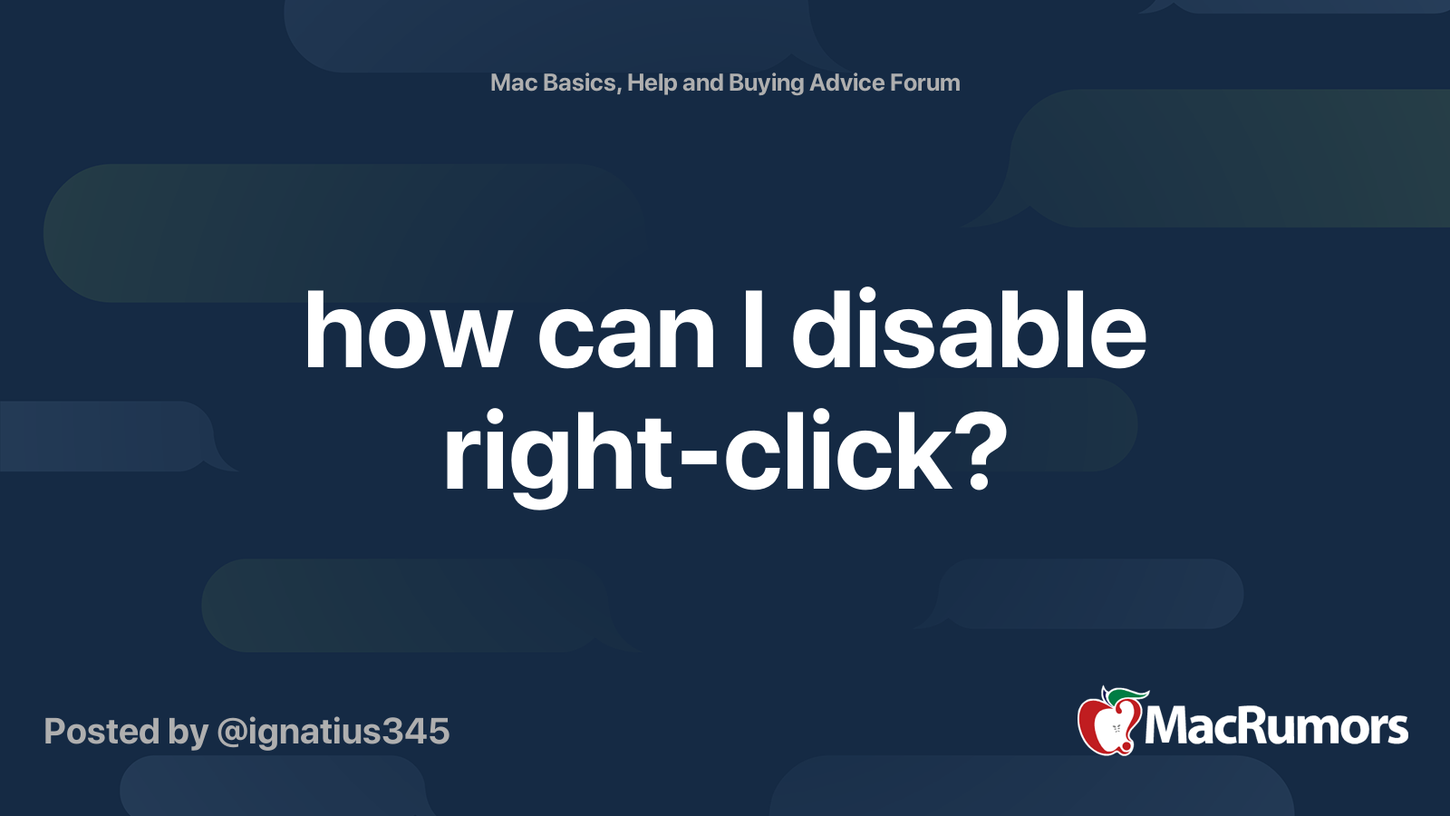 How Can I Disable Right Click Macrumors Forums