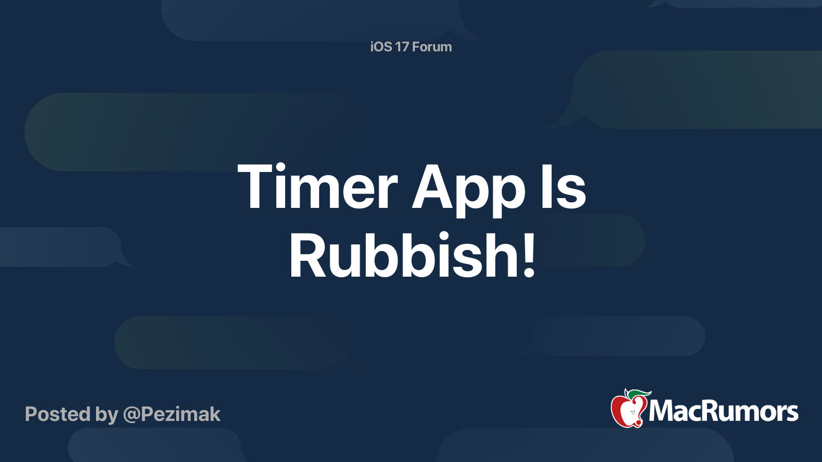 Timer App Is Rubbish! | MacRumors Forums
