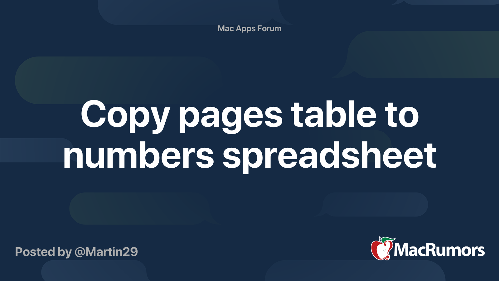 Copy pages table to numbers spreadsheet | MacRumors Forums