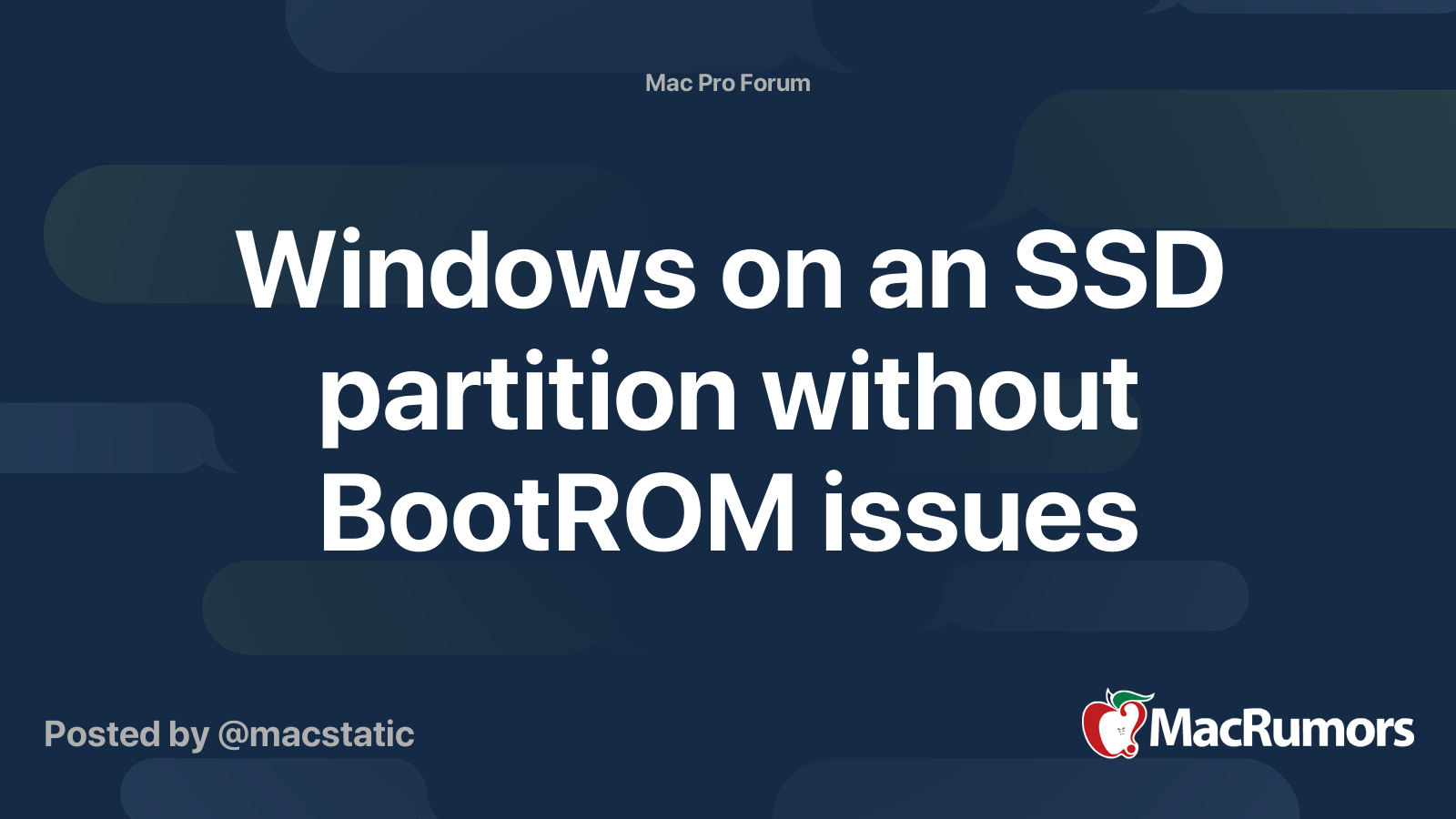 Windows on an SSD partition without BootROM issues | MacRumors Forums