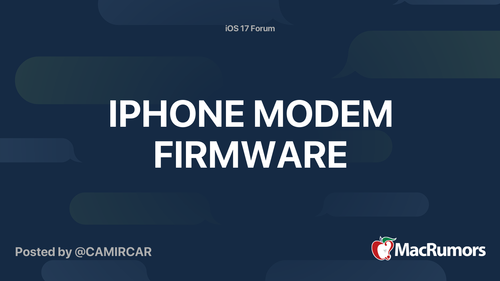 IPHONE MODEM FIRMWARE | MacRumors Forums