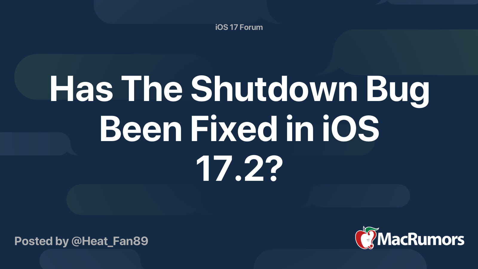 Has The Shutdown Bug Been Fixed in iOS 17.2? | MacRumors Forums