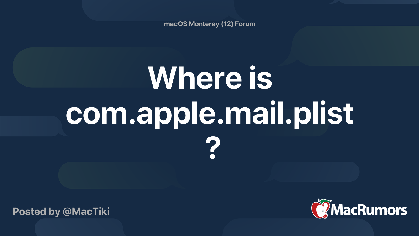 Where is com.apple.mail.plist ? | MacRumors Forums