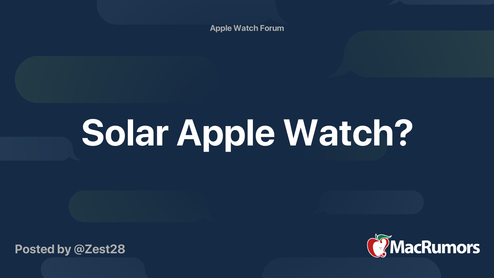 Solar Apple Watch? | MacRumors Forums