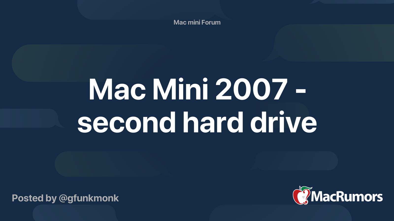Mac Mini 2007 Second Hard Drive Macrumors Forums