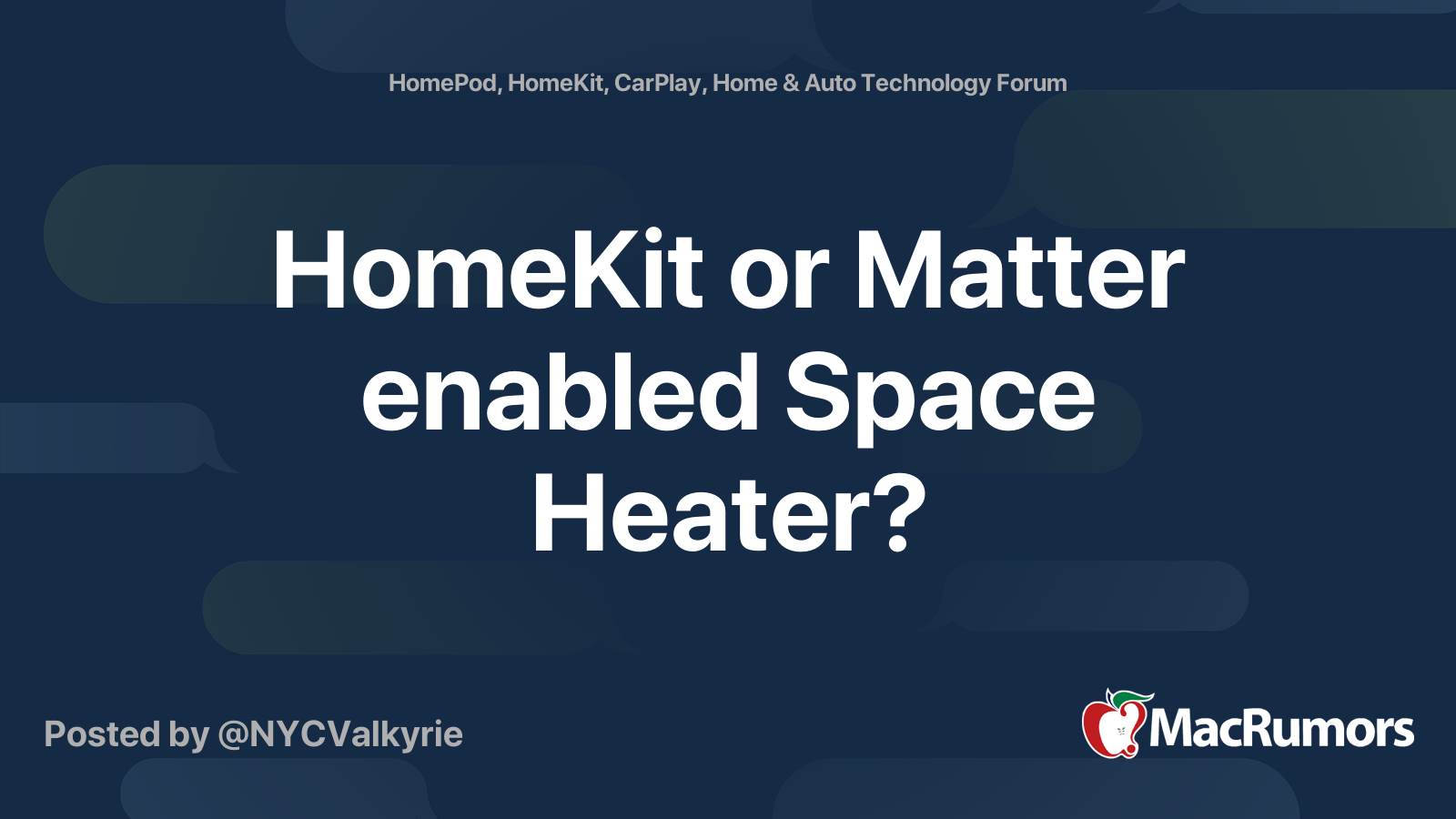 HomeKit or Matter enabled Space Heater? | MacRumors Forums