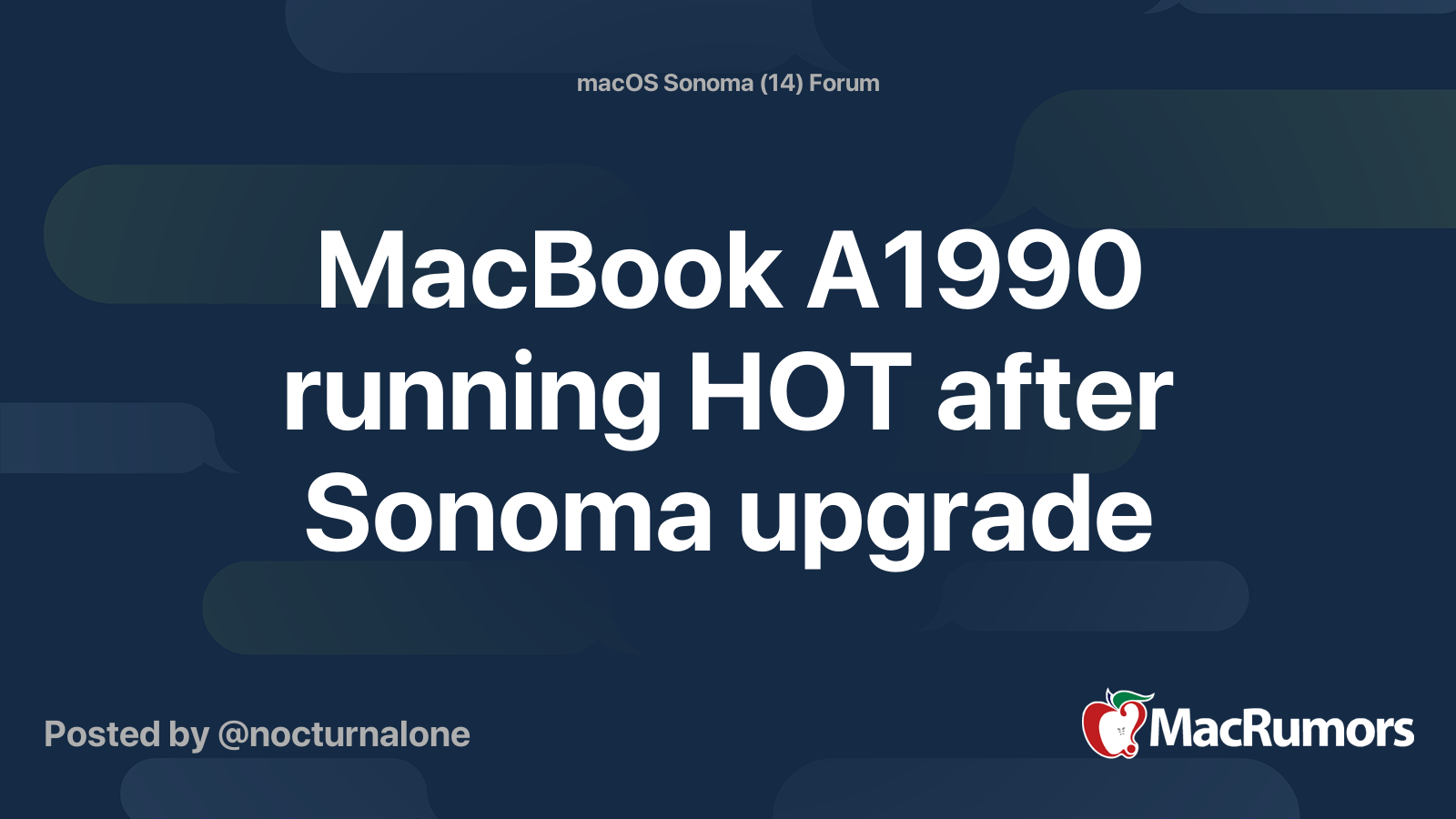 MacBook A1990 running HOT after Sonoma upgrade | MacRumors Forums