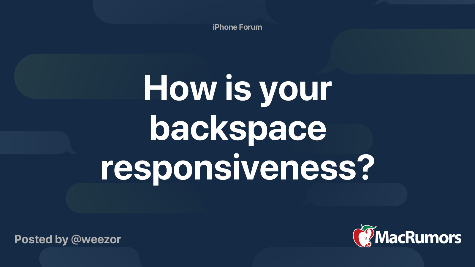 How is your backspace responsiveness? | MacRumors Forums