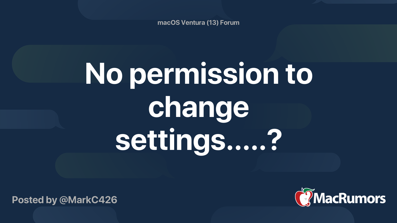 No permission to change settings.....? | MacRumors Forums