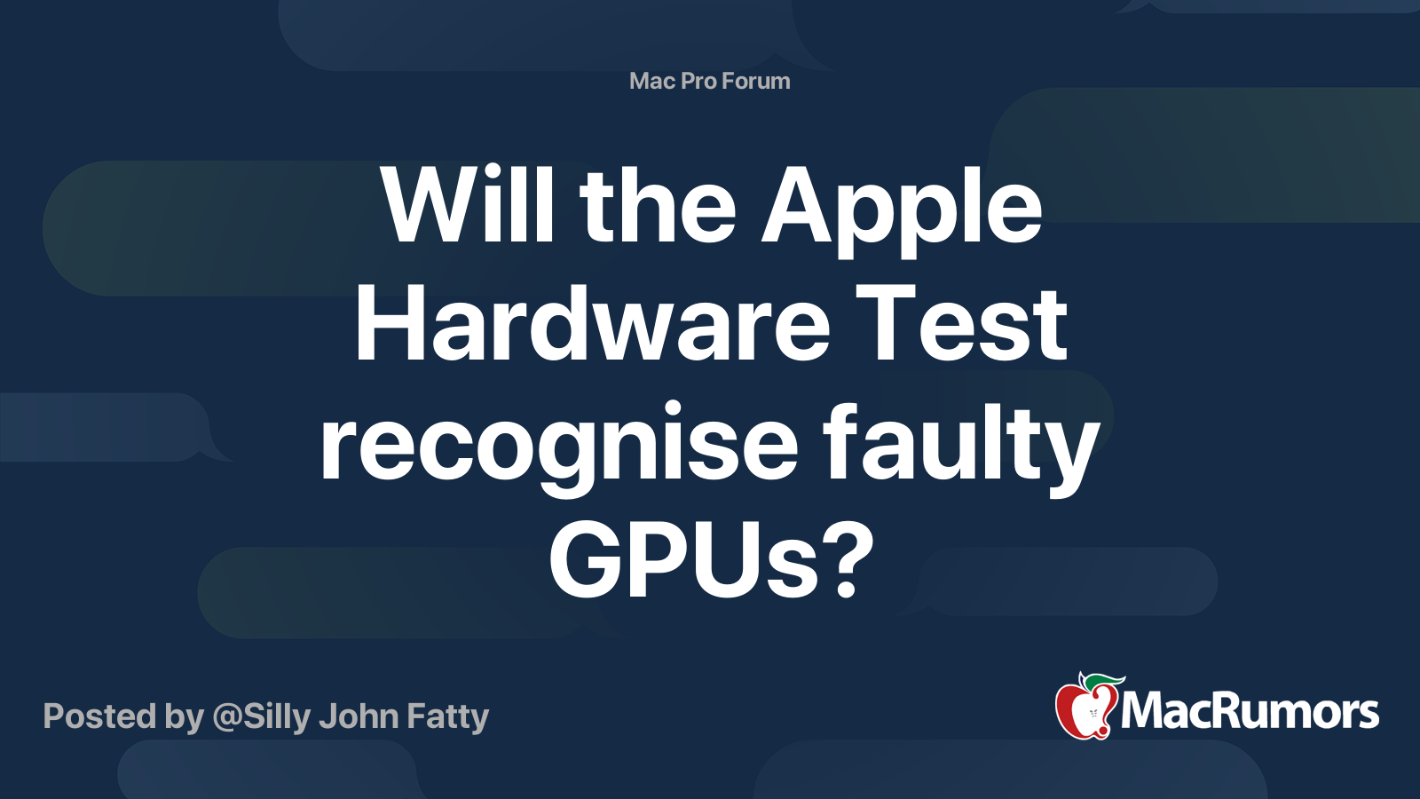 Will the Apple Hardware Test recognise faulty GPUs? | MacRumors Forums