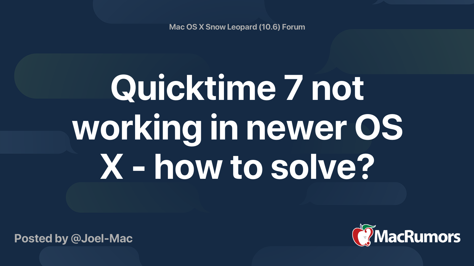 Quicktime 7 not working in newer OS X - how to solve? | MacRumors Forums