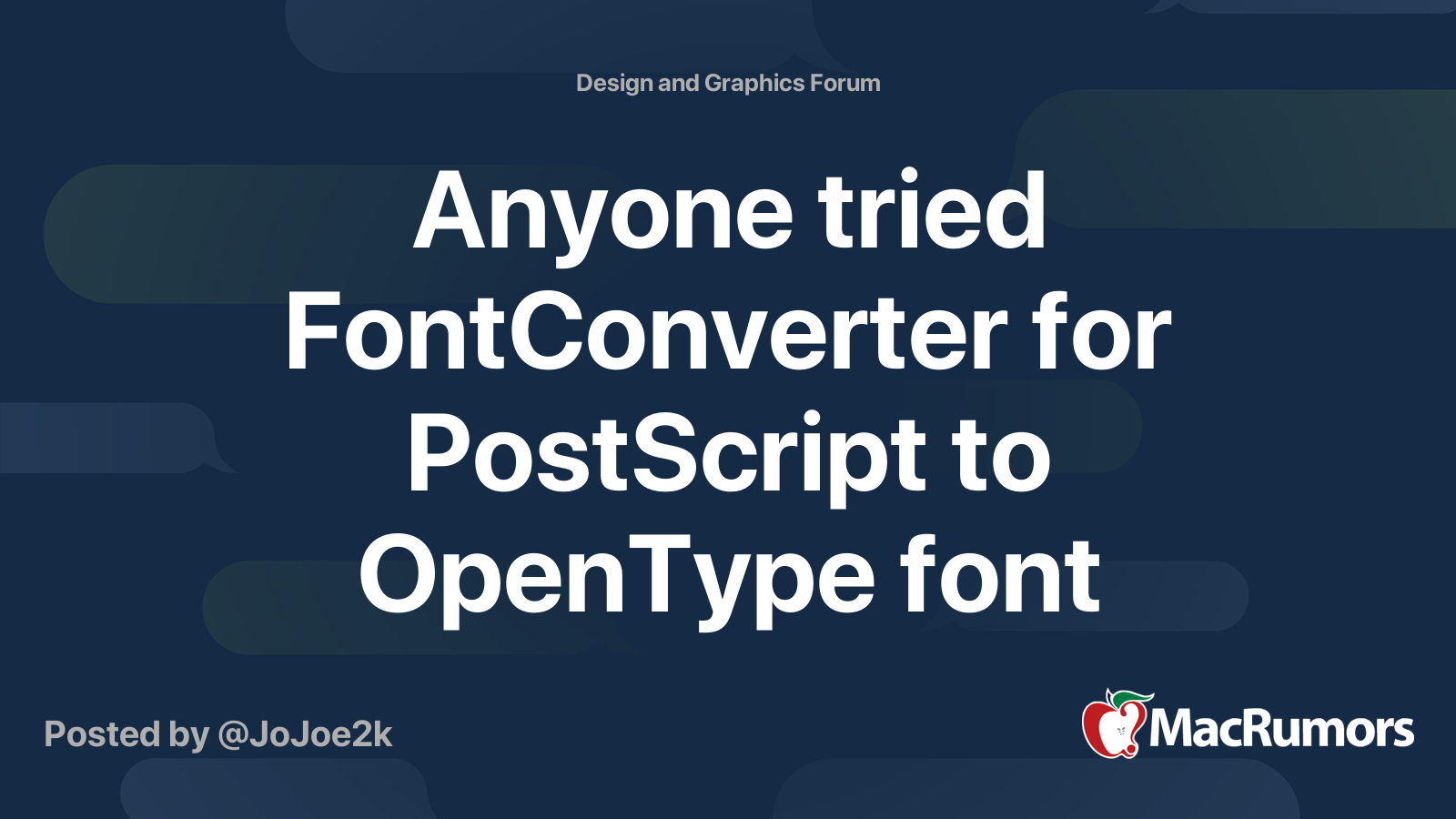 Anyone tried FontConverter for PostScript to OpenType font conversion? | MacRumors Forums