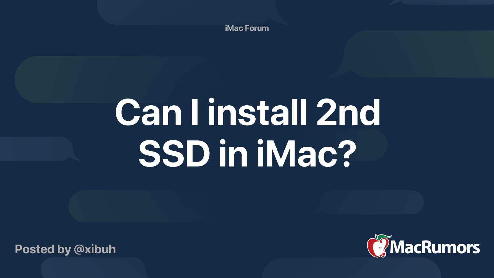 Can I install 2nd SSD in iMac? | MacRumors Forums