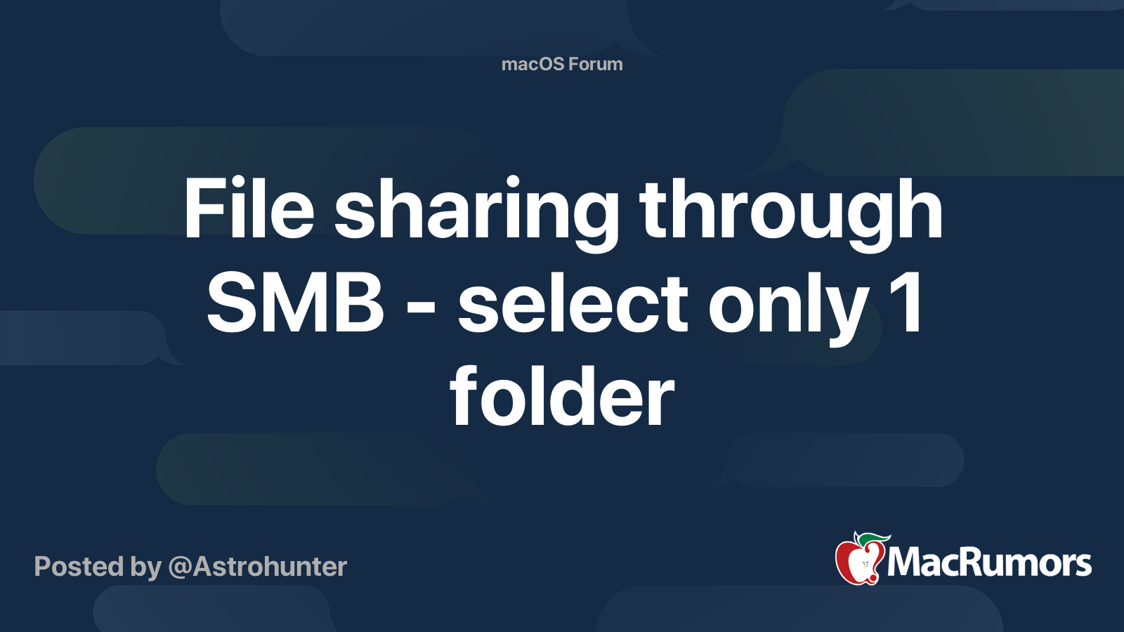 File sharing through SMB - select only 1 folder | MacRumors Forums