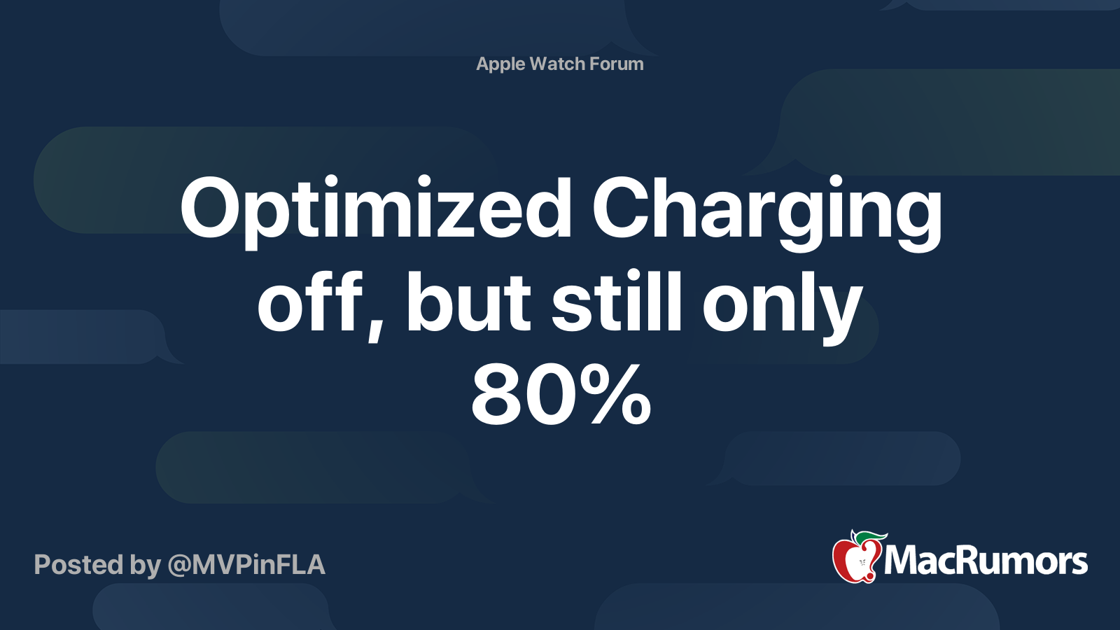Optimized Charging off, but still only 80% | MacRumors Forums