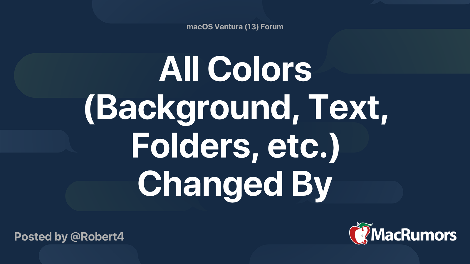 All Colors (Background, Text, Folders, etc.) Changed By Themselves ? | MacRumors Forums