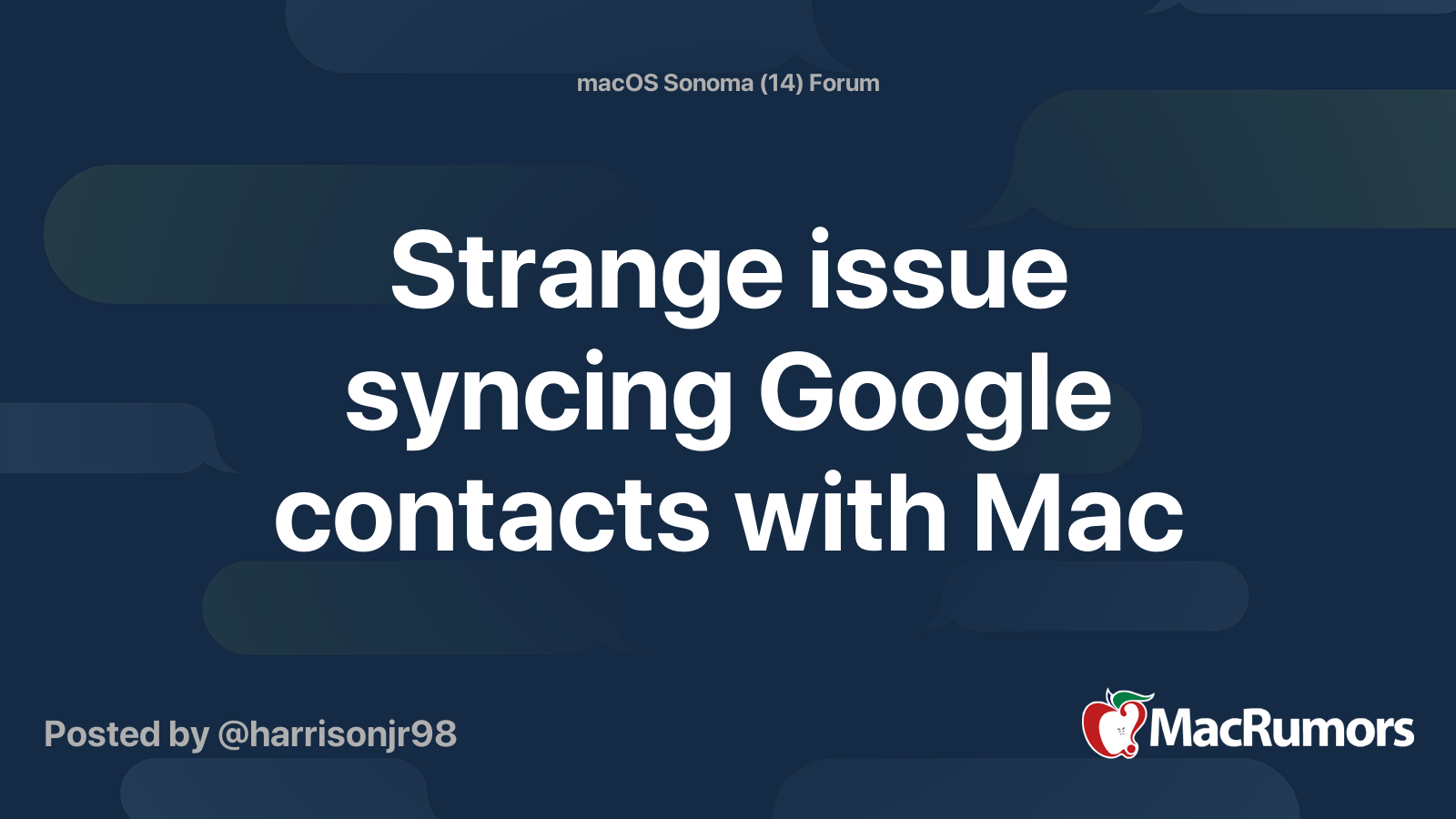 Strange issue syncing Google contacts with Mac | MacRumors Forums