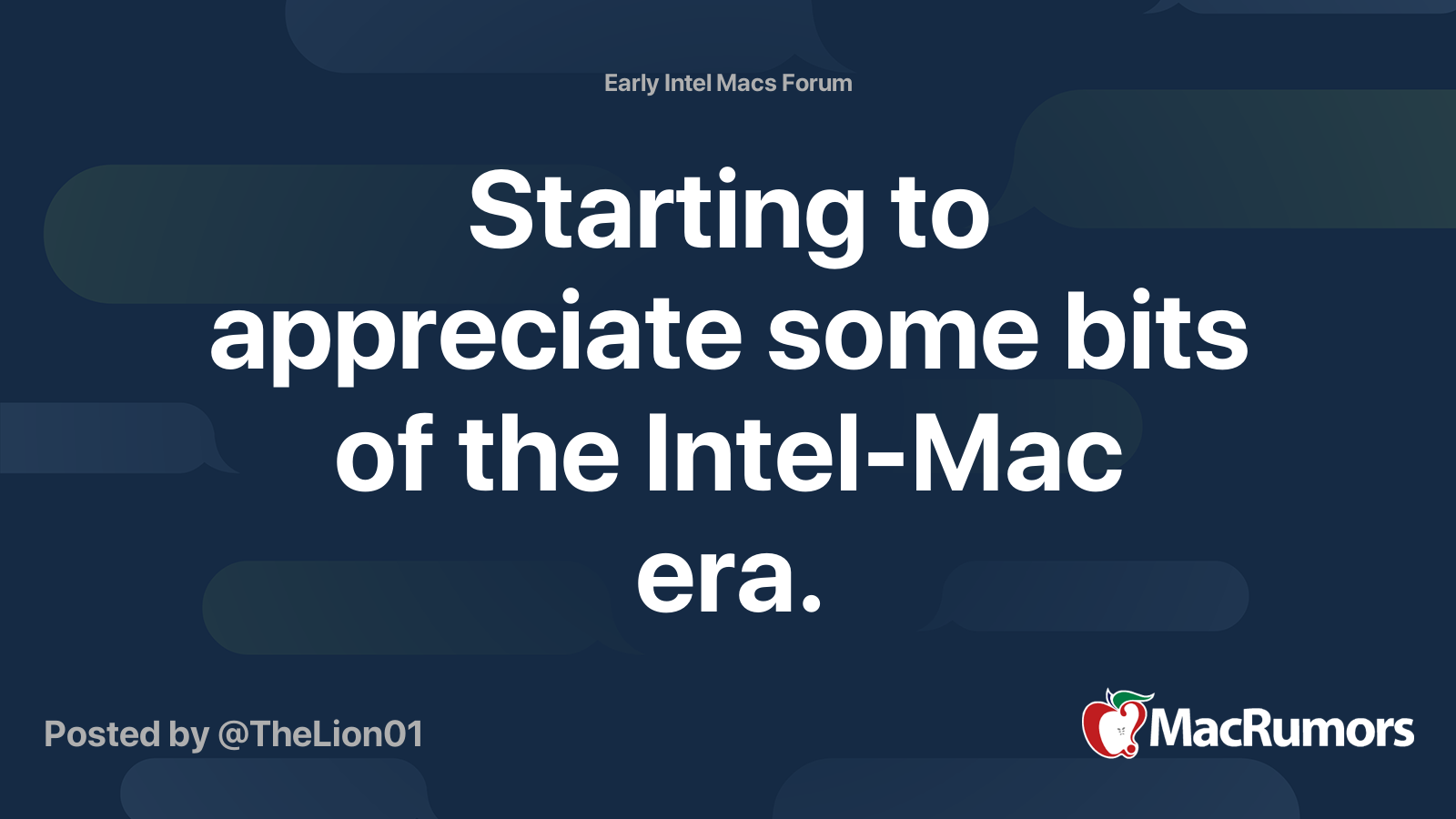 Starting to appreciate some bits of the Intel-Mac era. | MacRumors Forums