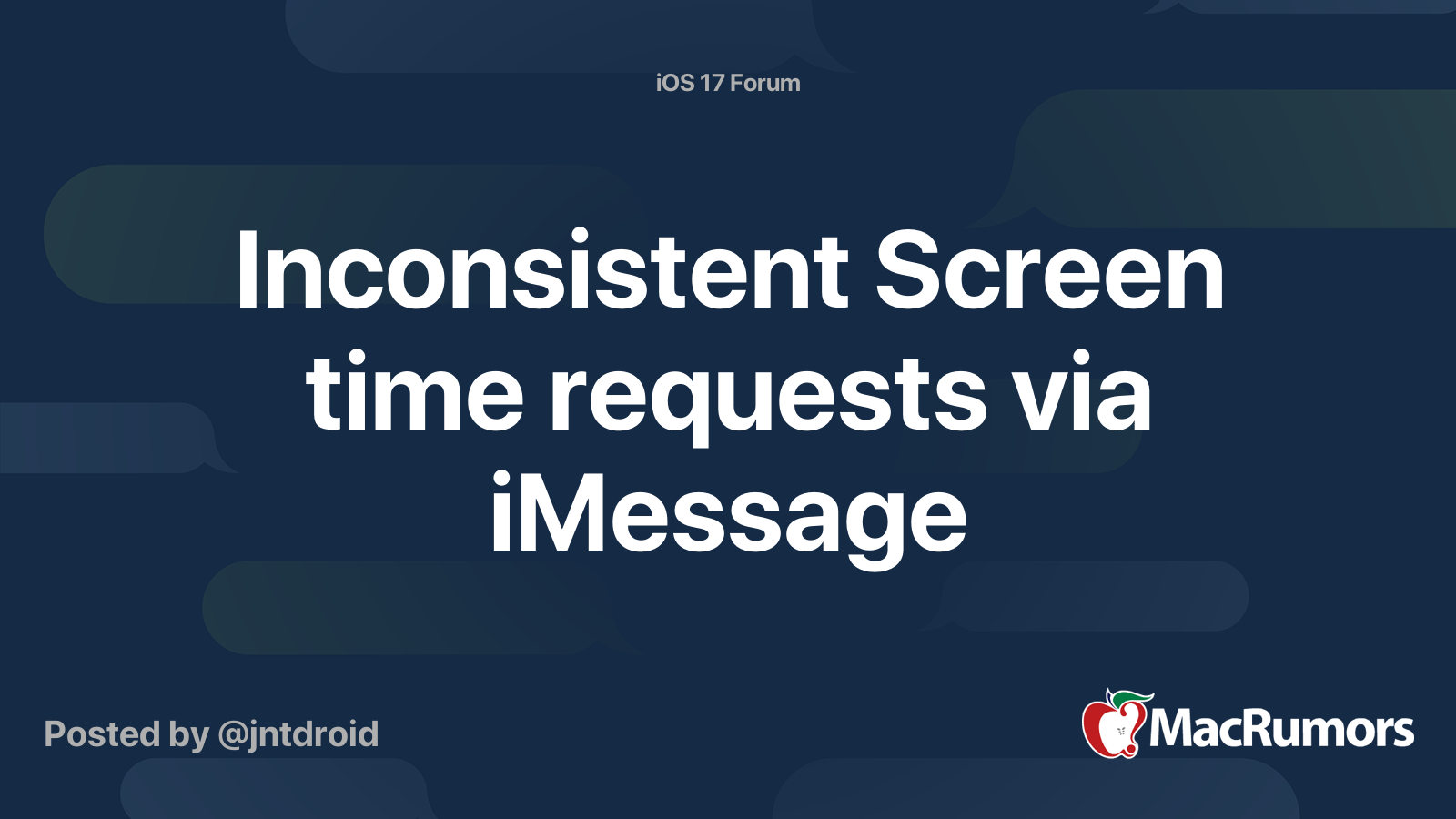 Inconsistent Screen time requests via iMessage | MacRumors Forums