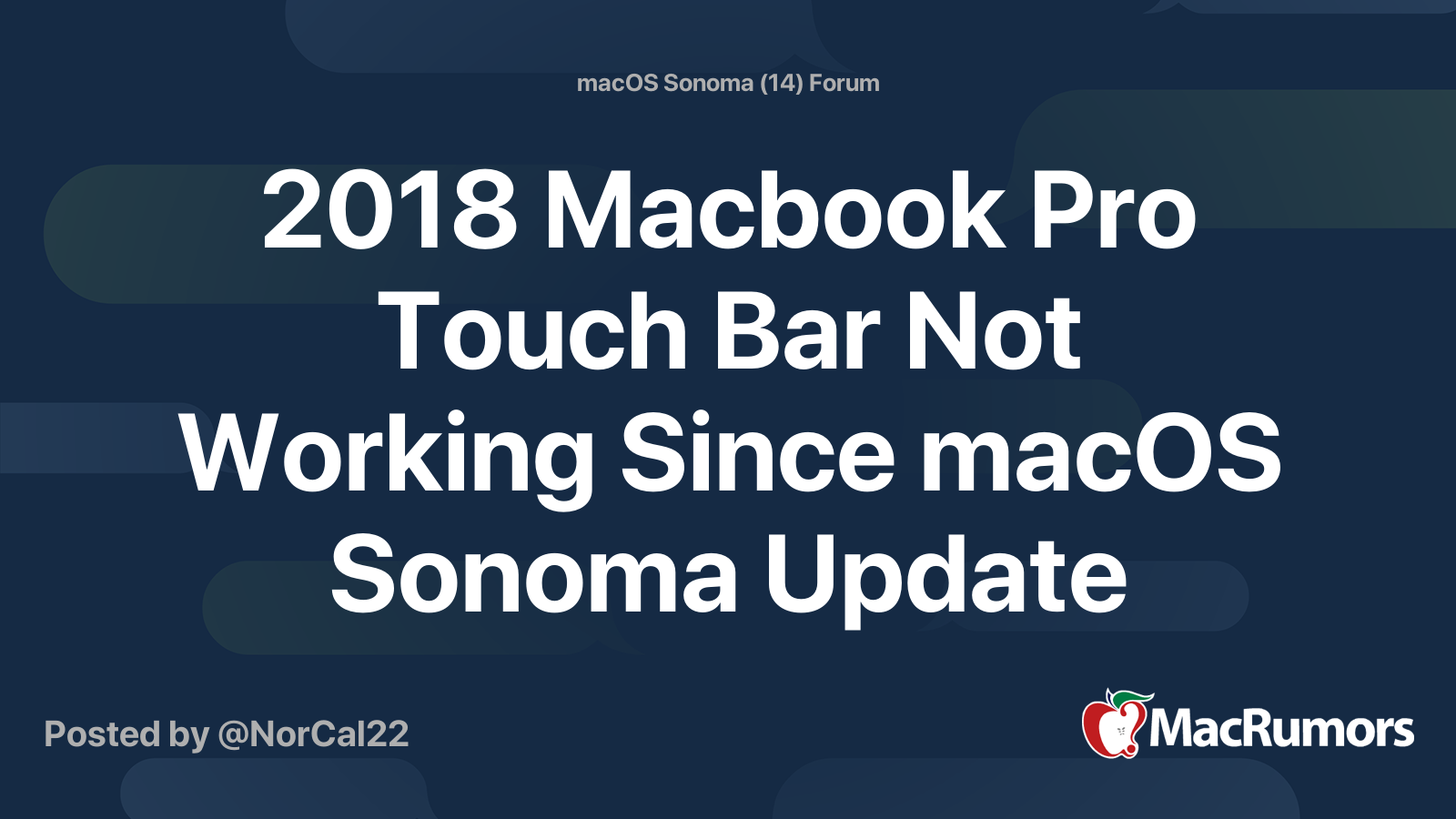 2018 Macbook Pro Touch Bar Not Working Since macOS Sonoma Update | MacRumors Forums